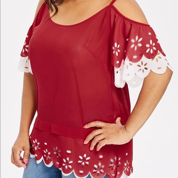 Tops | Cold Shoulder Cut Out Blousecute | Poshmark